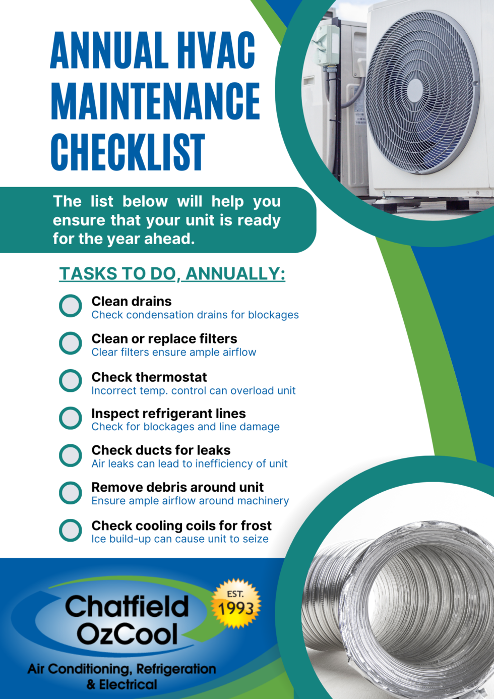 HVAC Maintenance Checklist - Chatfield OzCool